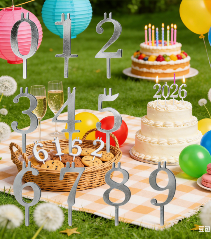 Silver Number Birthday Candle Holder Set – Reusable Digital Metal ...