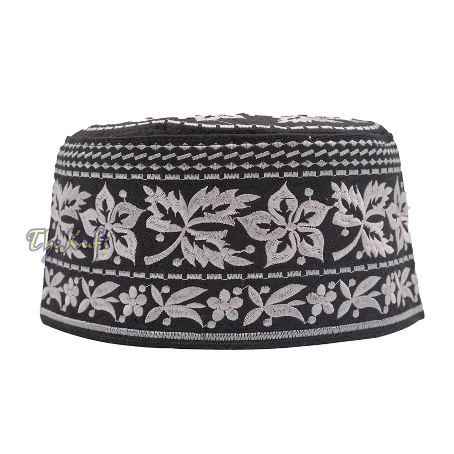 Silver Omani African Yemeni Embroidered Leaf Flower Design Muslim Kufi ...