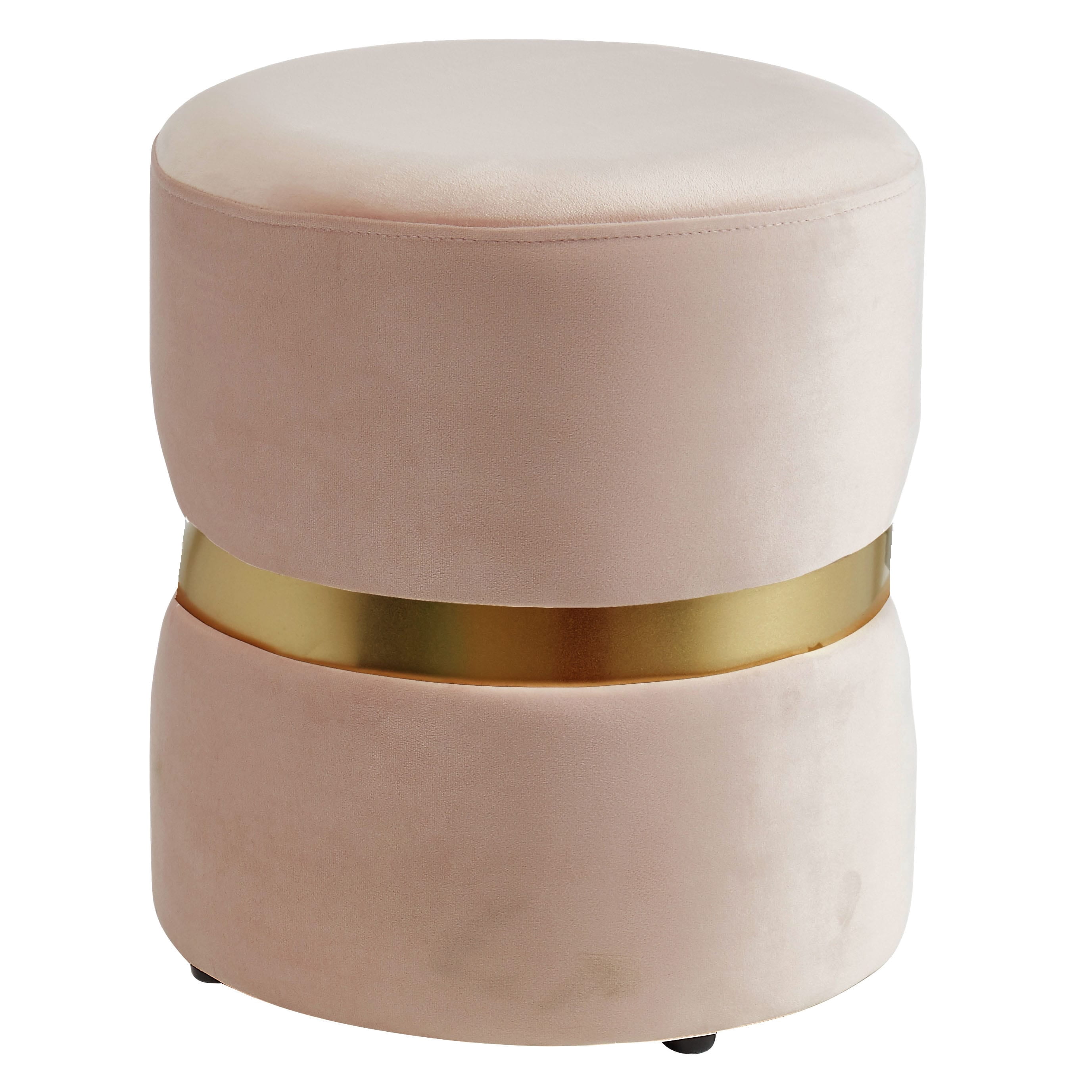 Silver Orchid Markus Round Modern Ottoman Assembly Required Pink Medium ...