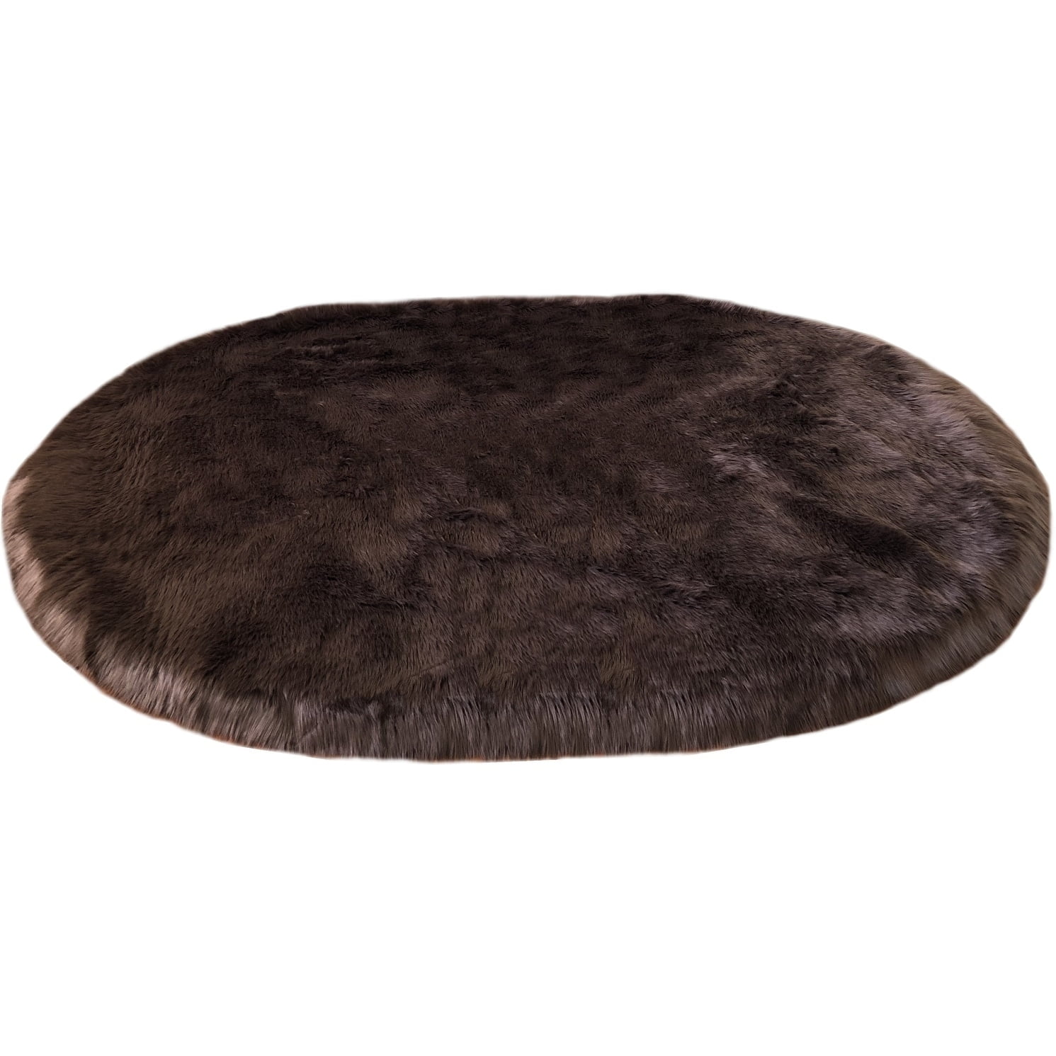 Silver Orchid Nansen Faux Sheepskin Oval Shape Shag Area Rug Brown 8' x ...