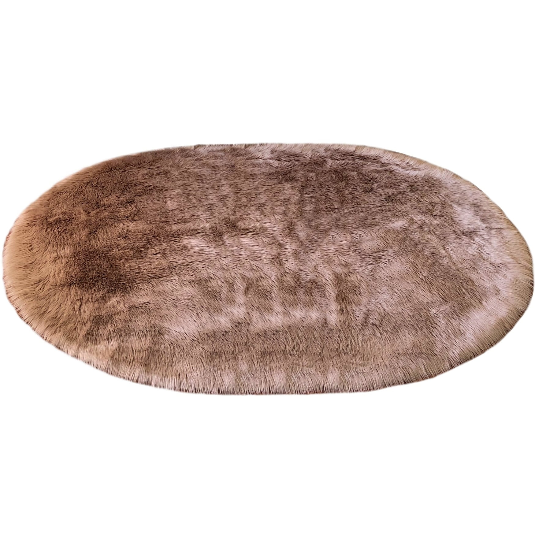 Silver Orchid Nansen Faux Sheepskin Oval Shape Shag Area Rug Camel 10 ...