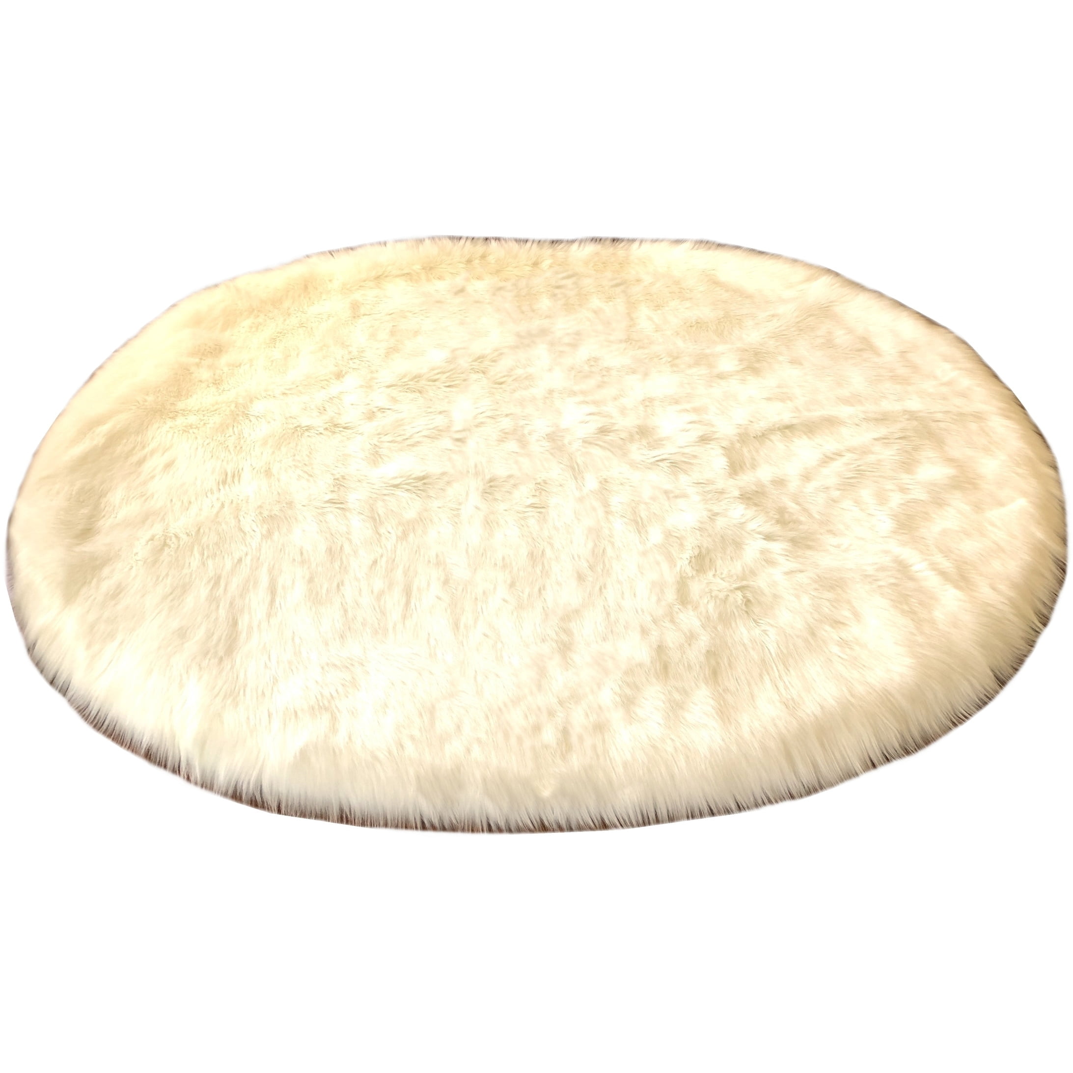 Silver Orchid Nansen Faux Sheepskin Oval Shape Shag Area Rug Cream 12 ...