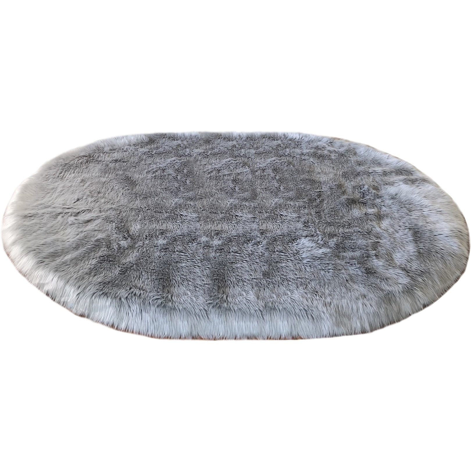 Silver Orchid Nansen Faux Sheepskin Oval Shape Shag Area Rug Grey 10' x ...
