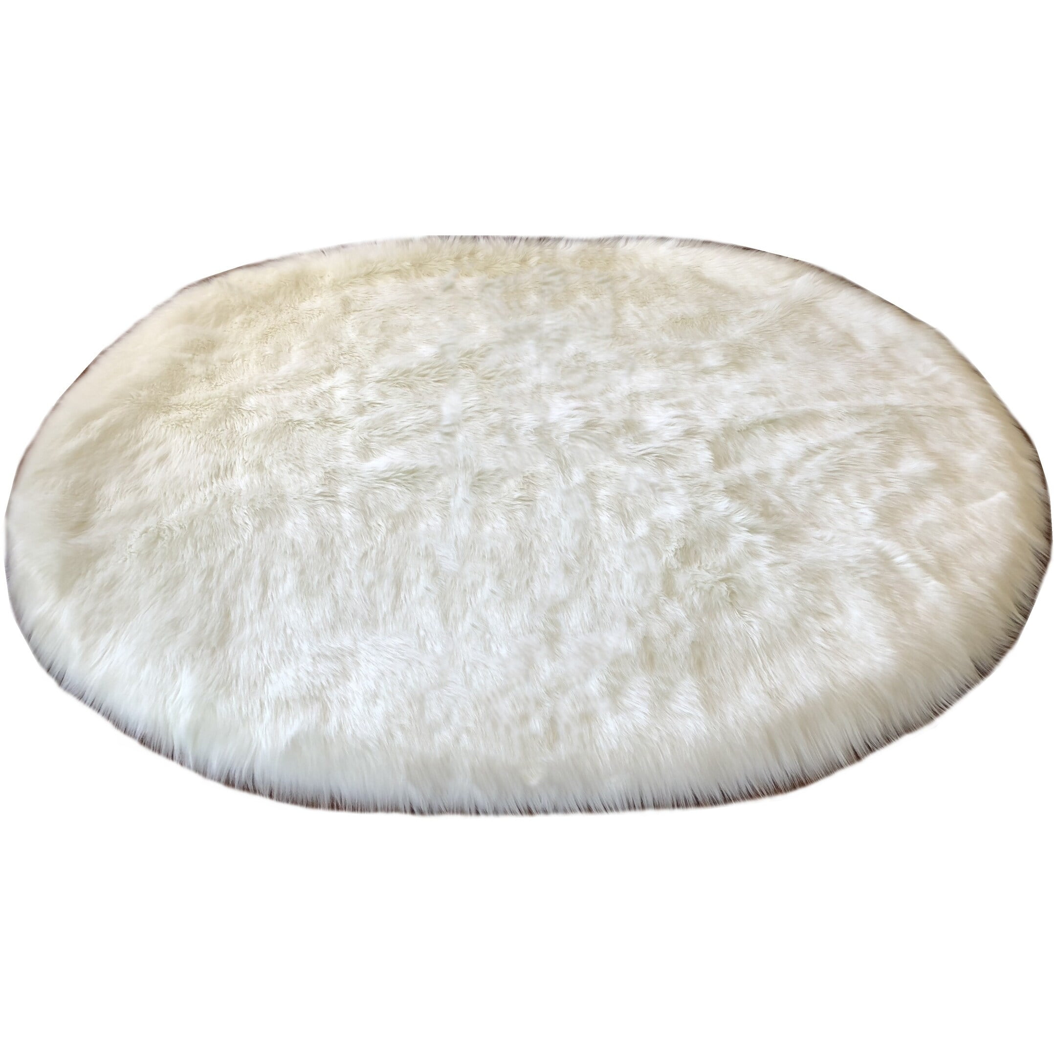 Silver Orchid Nansen Faux Sheepskin Oval Shape Shag Area Rug White 10 ...