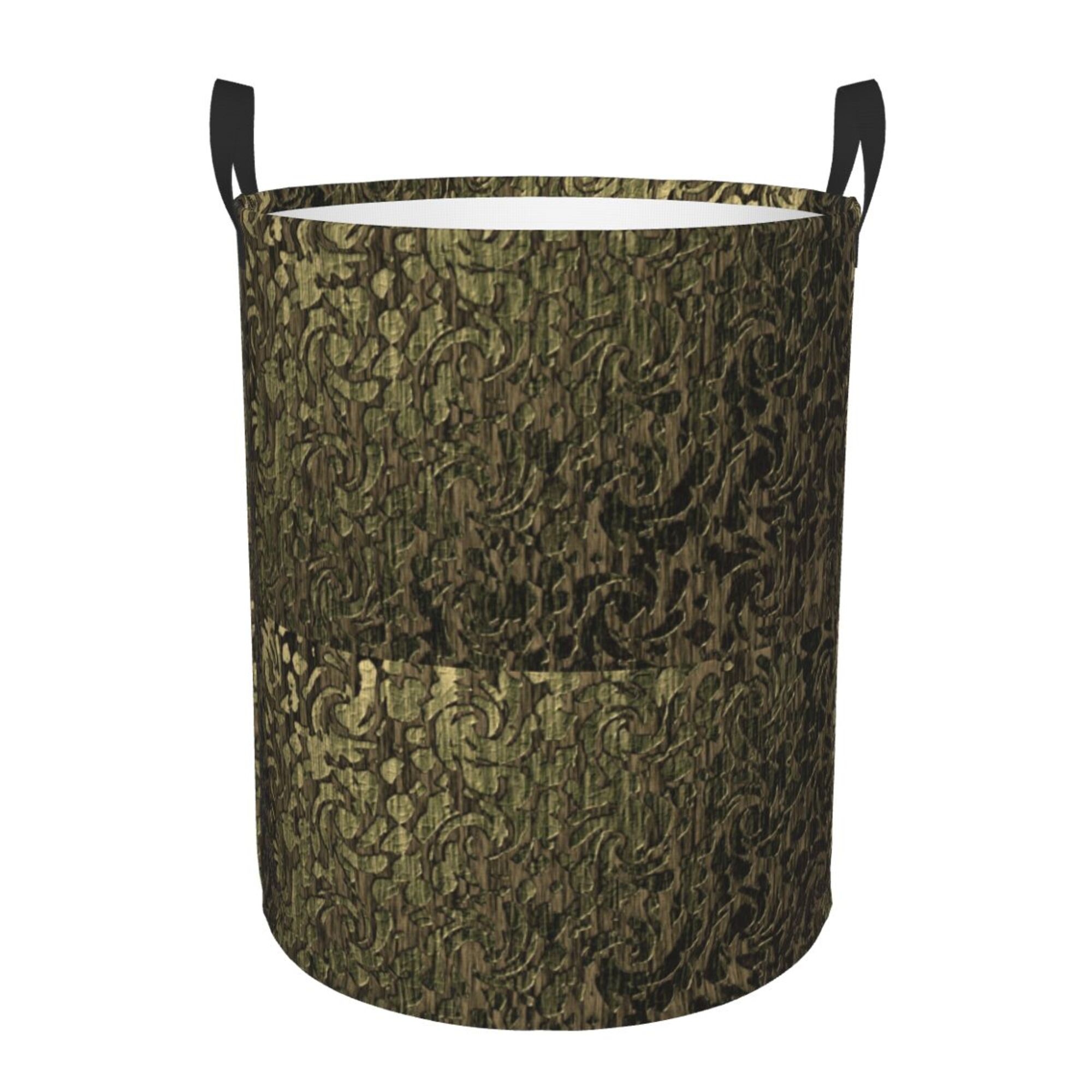Silver-Ornamental-Wall- Circular Laundry Basket (With Handle ...