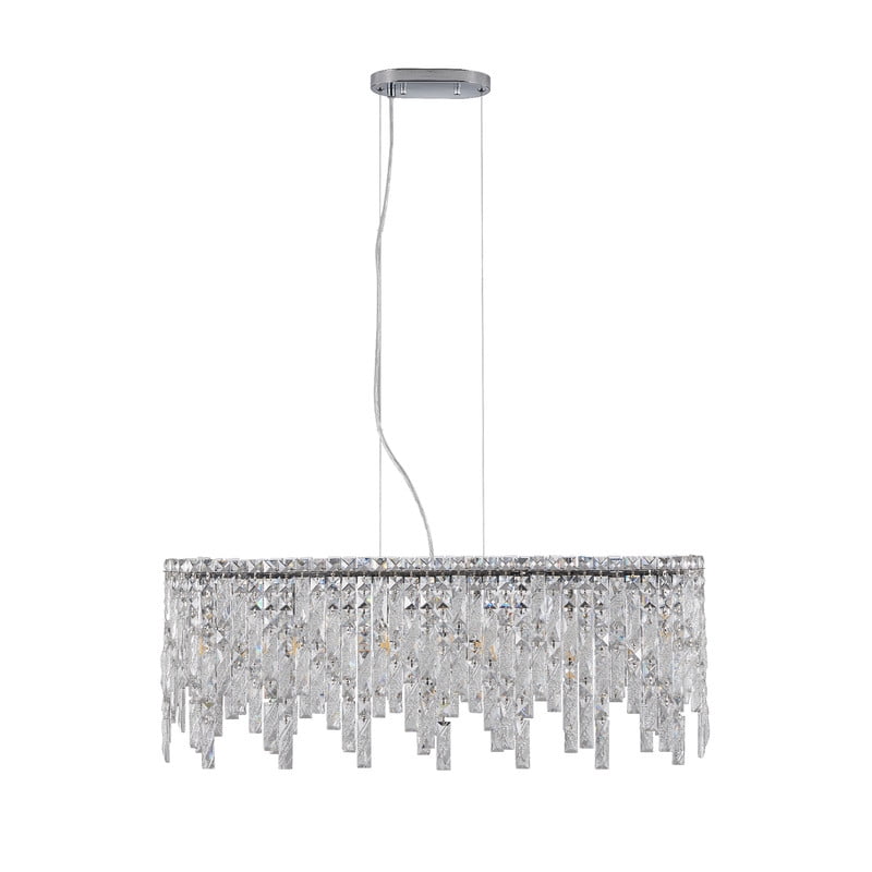 Silver Oval Crystal Chandelier Ceiling Pendant Light, Modern Hanging ...