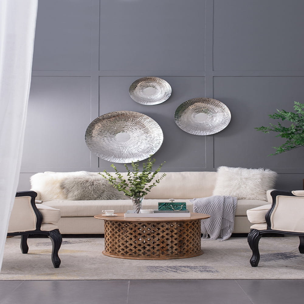 Silver Oversized Disc Wall Decor Set for Living Room Bedroom Entryway ...