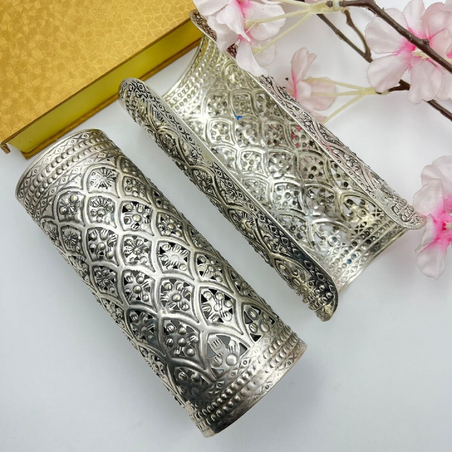 Silver Oxidized Beautiful Indian Hand Cuff Antique Rajasthani Boohoo ...