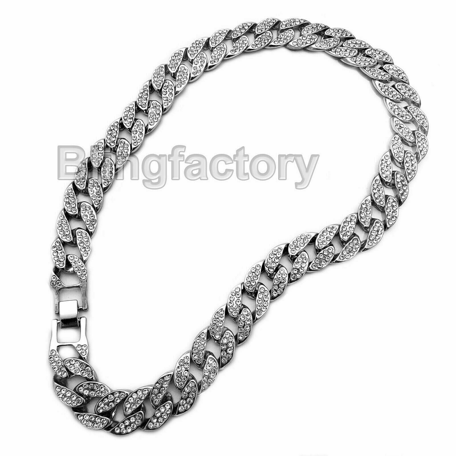 Silver PT Iced Cobra Snake Pendant & 16" 18" 20" 24" Iced Cuban Chain ...