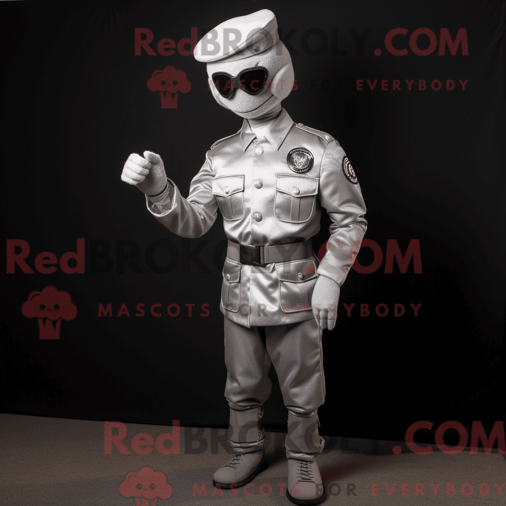 Silver Para Commando REDBROKOLY mascot costume character dressed with a ...