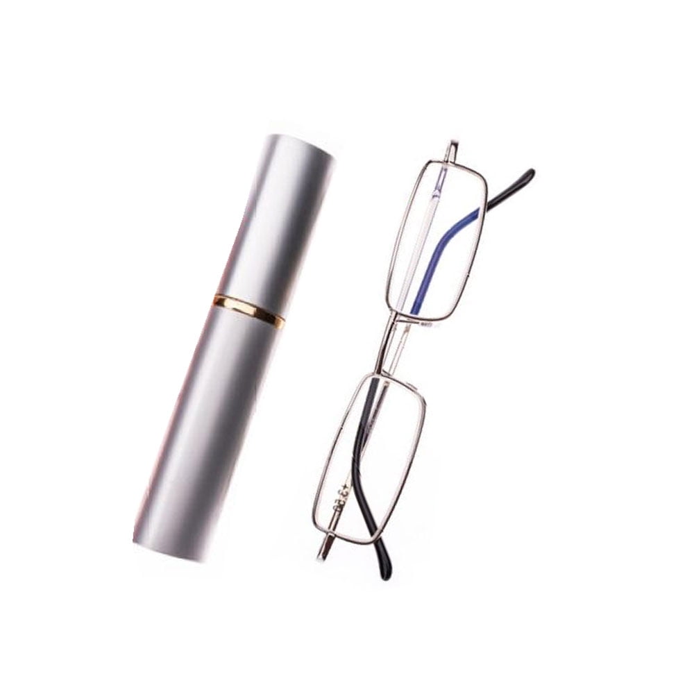 Silver Pen Pocket Case Mini Reading Glasses +3.50 Portable Metal ...