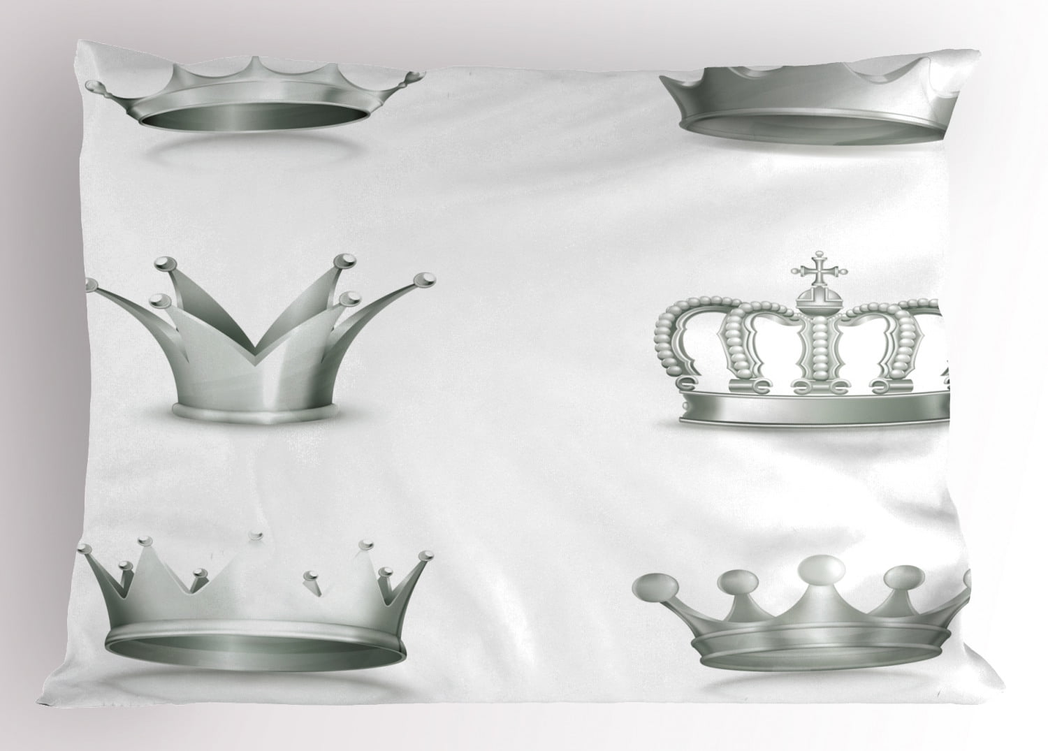Silver Pillow Sham Different Kinds of Antique Crowns Queen King ...