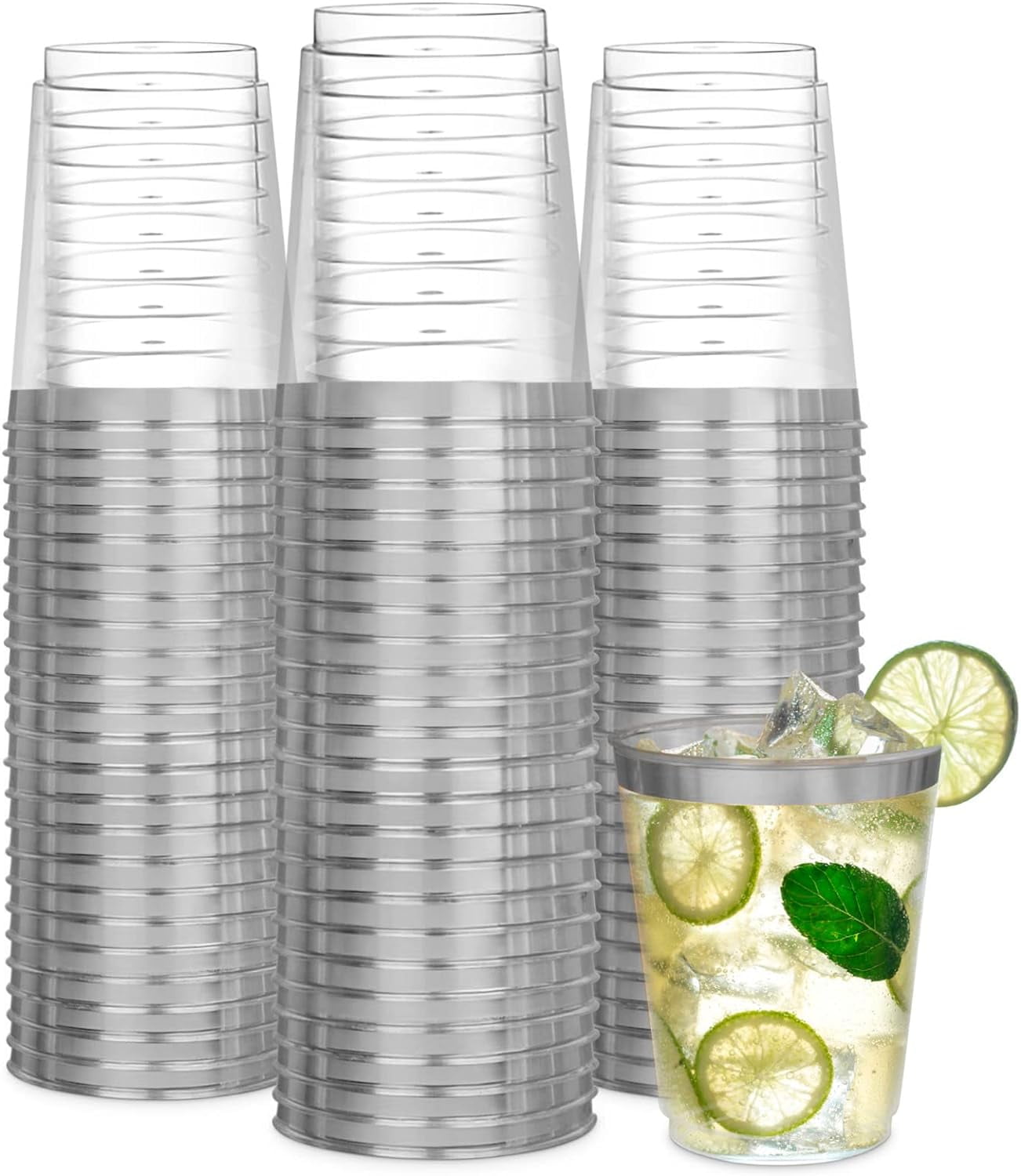 Silver Plastic Cups, Heavy Duty 10 OZ Silver Disposable cups, Silver ...
