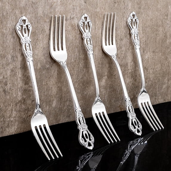 Silver Plastic Forks - Disposable Forks - Vintage Heavy Duty Dessert ...