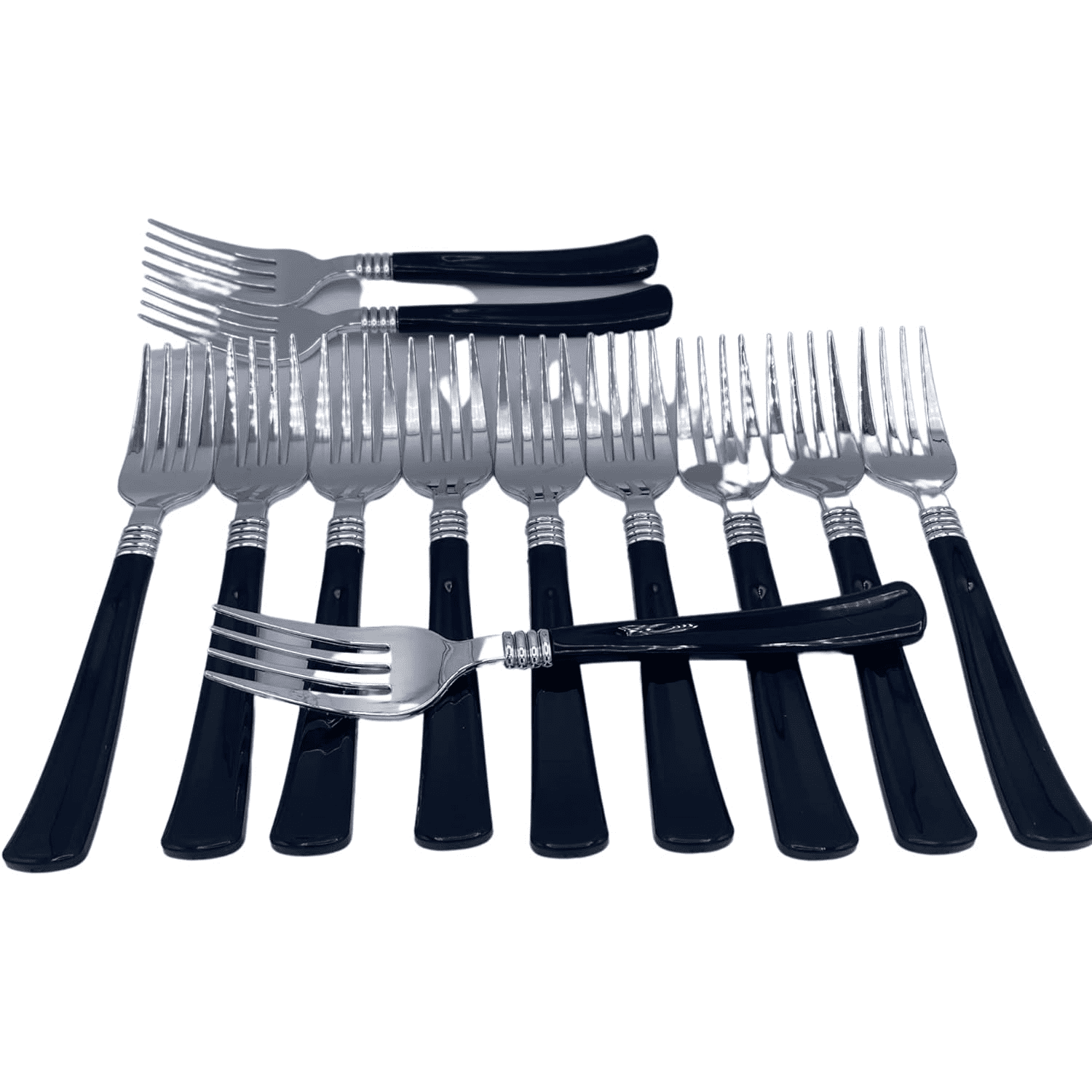 Silver Plastic Forks Disposable with Black Handles, 12-forks./Pack 8.82 ...