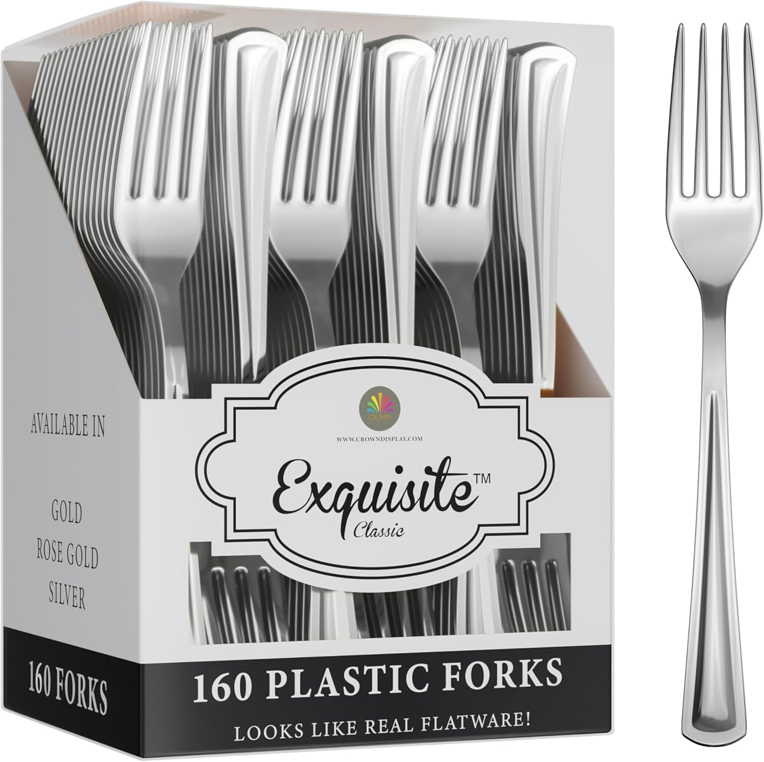 Silver Plastic Forks Heavy Duty 160 Pieces Silver Plastic Silverware ...