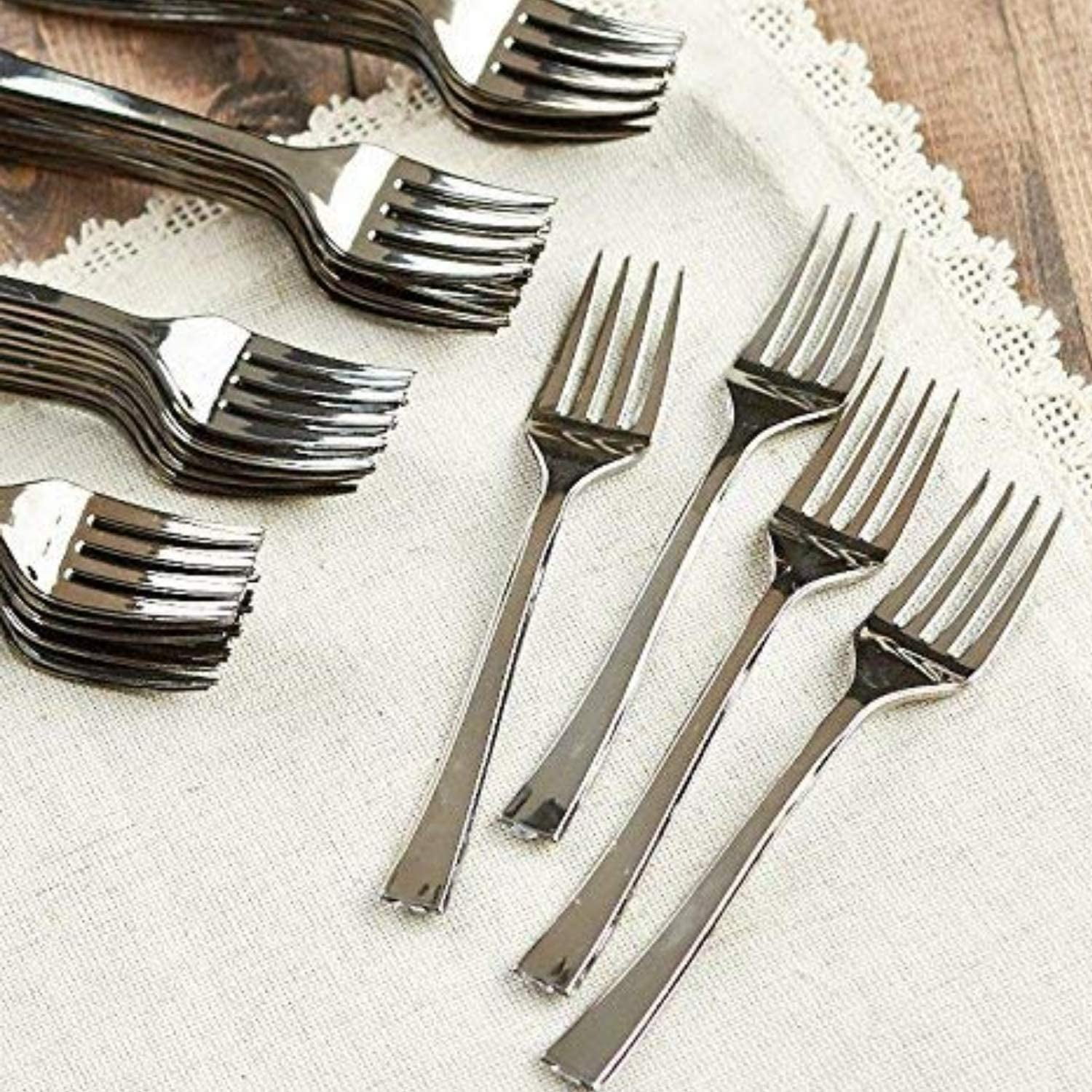Silver Plastic Forks - Mini Plastic Forks - (120 Ct) - Perfect for Home ...