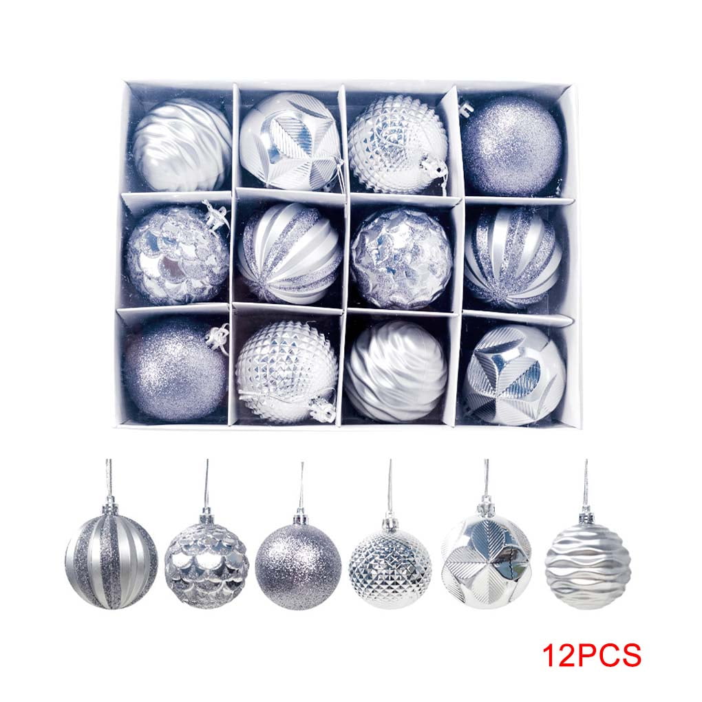 Silver Plastic Mini Hanging Baubles Ball Ornaments, 12 Count - Walmart.com