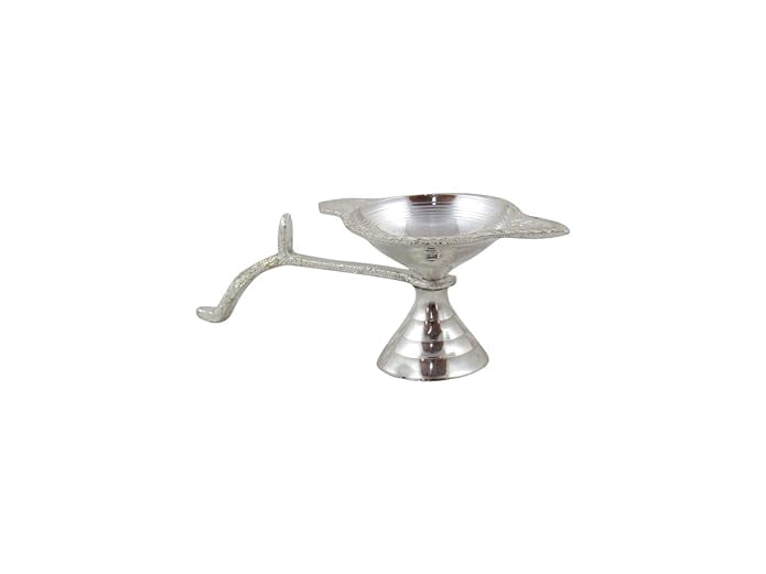 Silver Plated Aarti Diya Set for Pooja, Spiritual Gift Item, Pooja ...