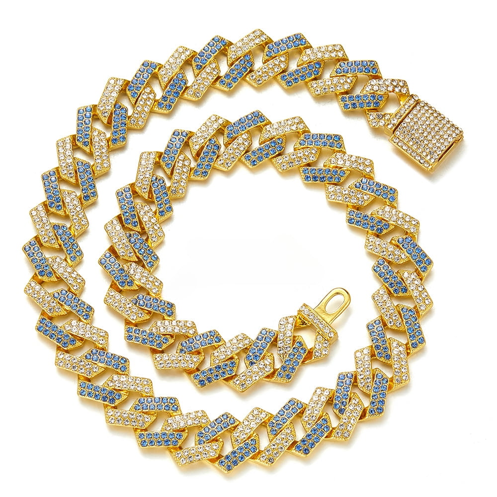 Silver Plated Bling Miami Cuban Link Chain for Men Women Iced Out Miami ...