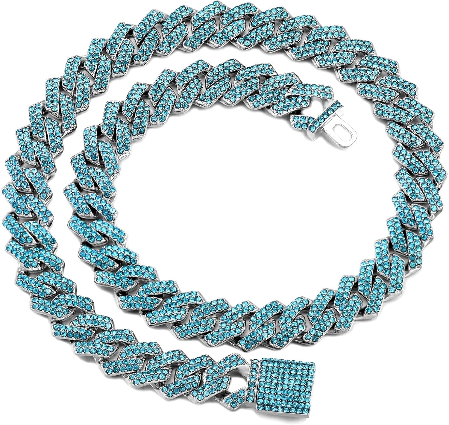 Silver Plated Bling Miami Cuban Link Chain for Men Women Iced Out Miami ...