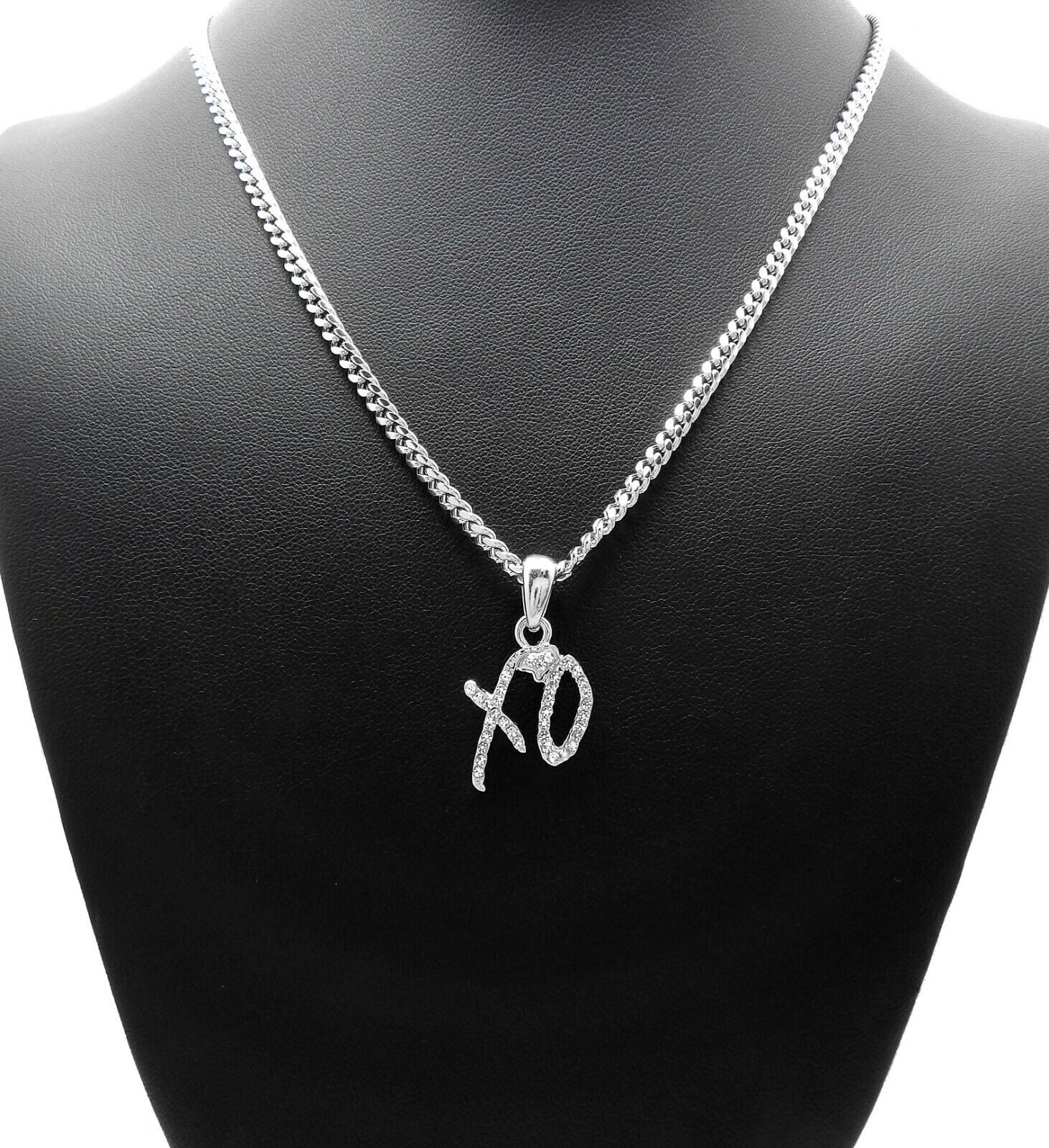 Silver Plated Brass Iced Cubic Zirconia XO Gang & Box Cuban Rope Chain ...
