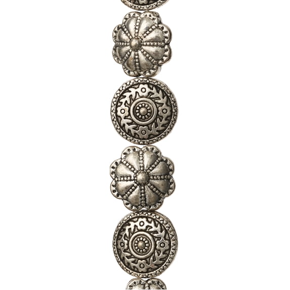 Silver Plated Flower Scroll Lentil Beads - 14mm by Bead Landing ...