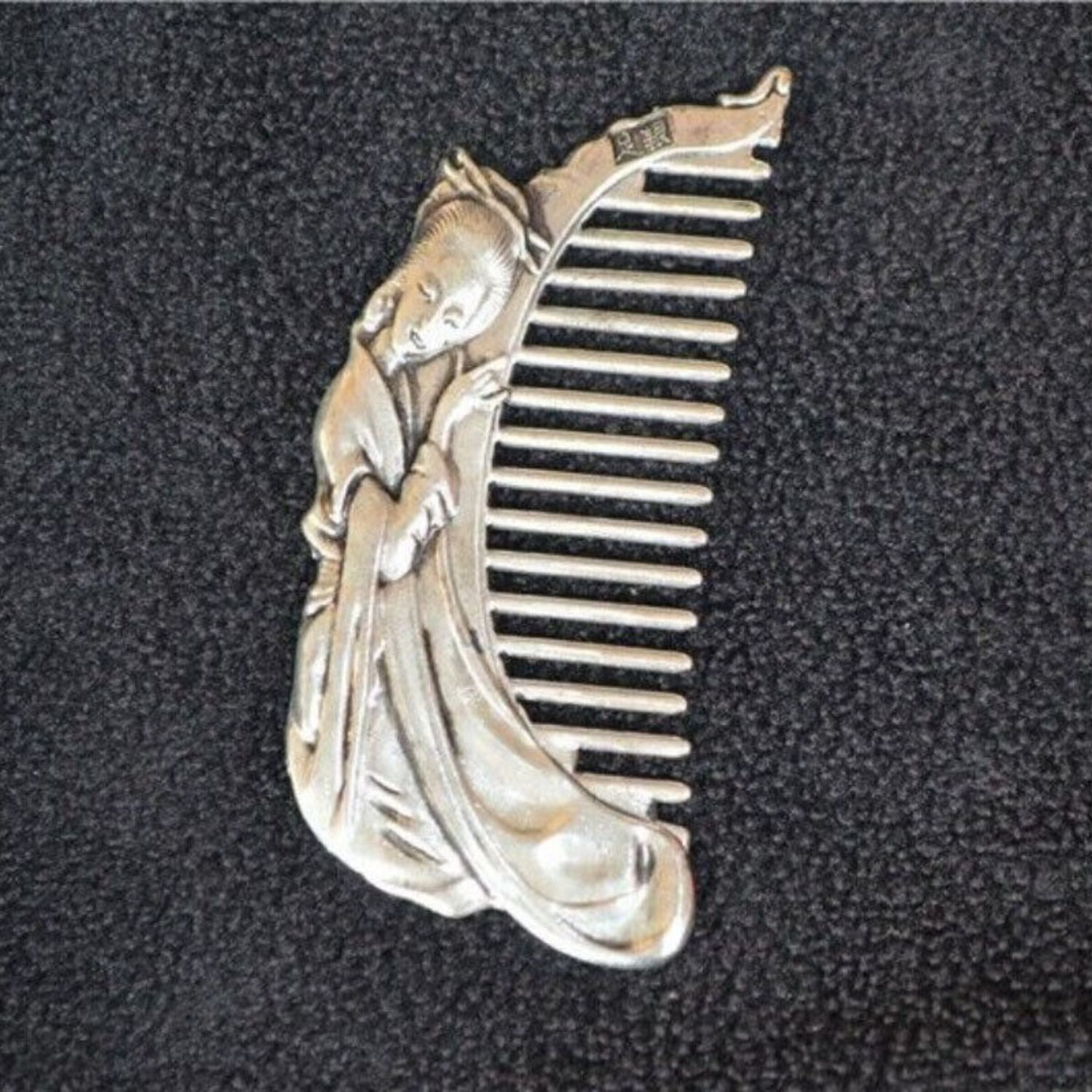 Silver Plated Handmade Tibetan Chinese Carved Comb Hairbrush Cultural ...
