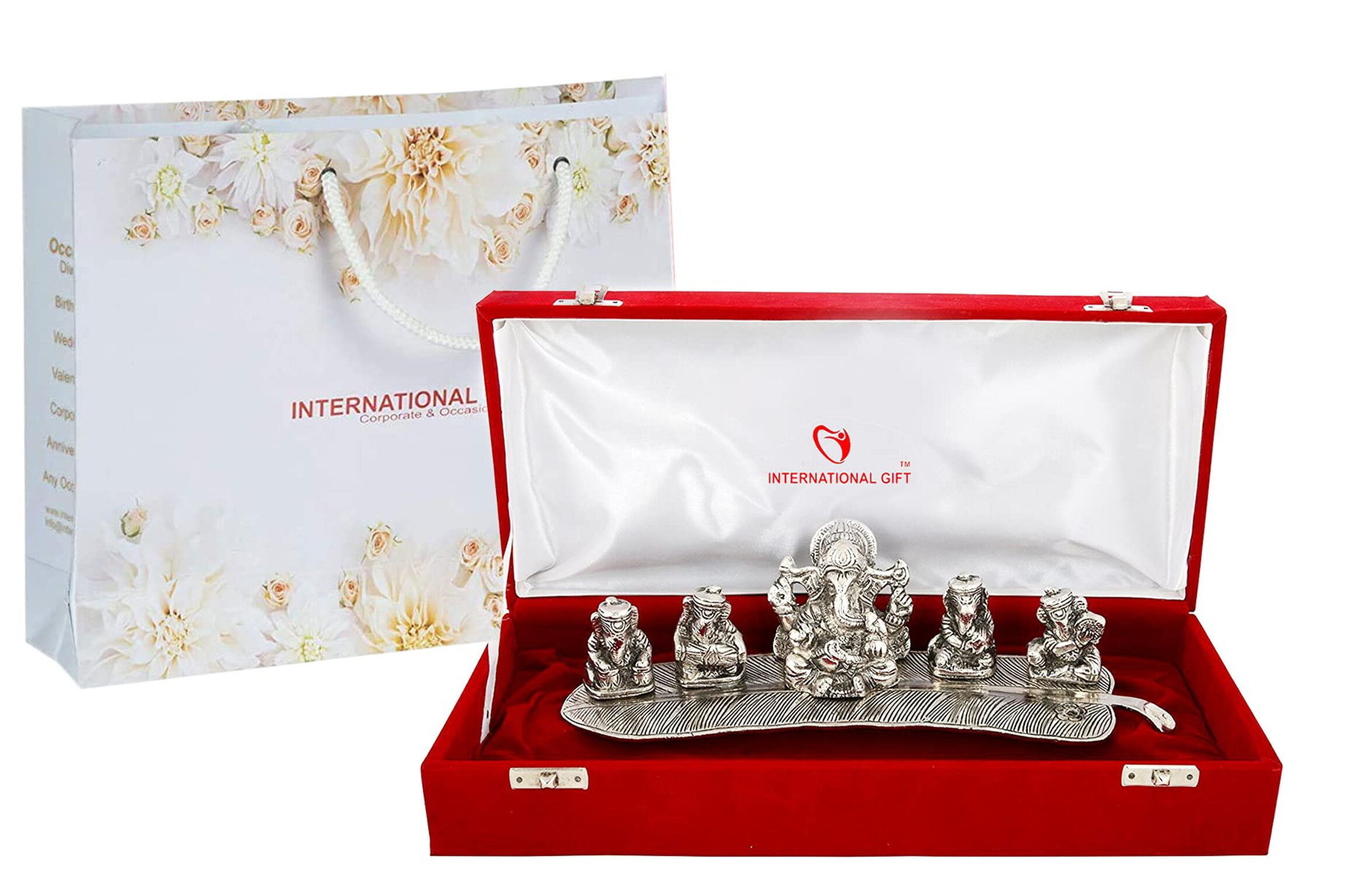 Silver Plated Musical Ganesh God Idol Statue Oxidized Finish with ...