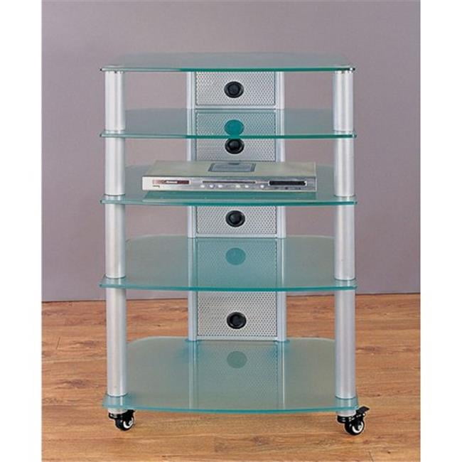 Silver Poles 5 Frosted Glass Shelves AV Stand - Walmart.com