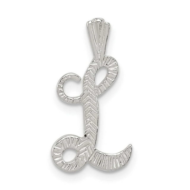 Silver Polished Textured Letter L Charm Pendant - Walmart Business Supplies