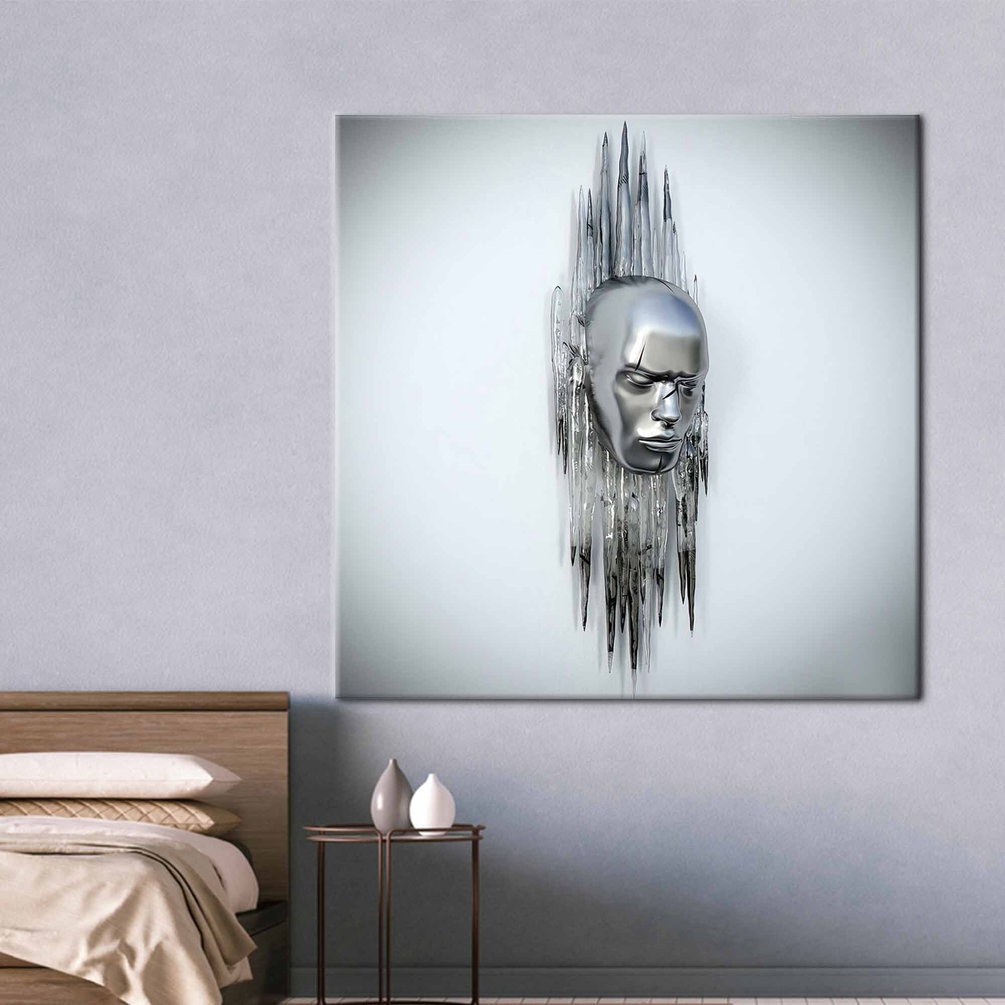 Silver Poster, Abstract Canvas, Modern Canvas Art, 3d Effect Portrait ...