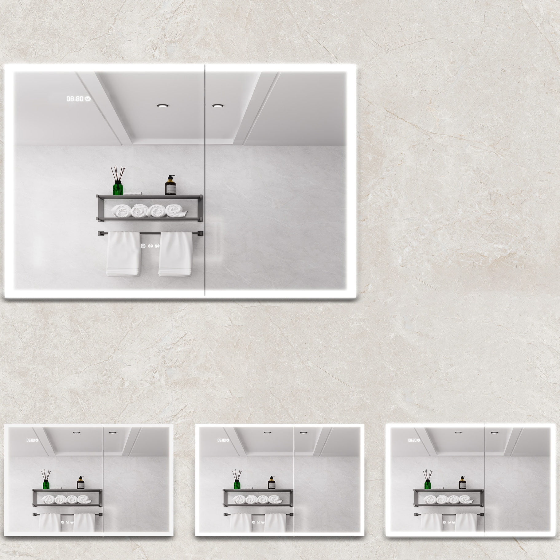 Silver Powder - Coated Medicine Cabinet with Automatic Induction Light ...