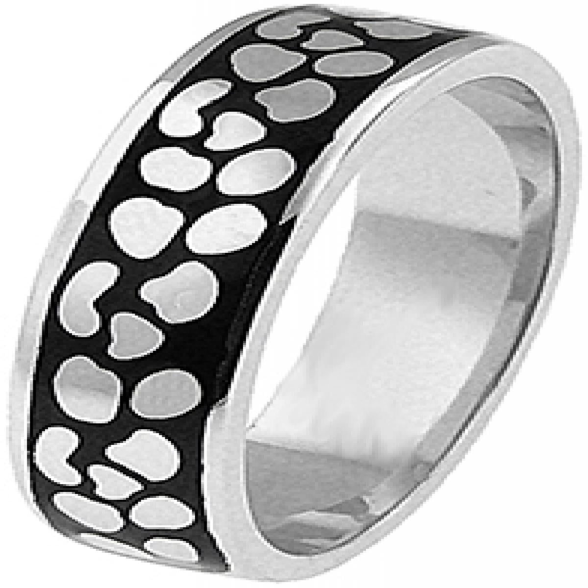 Silver Print Pattern On Black Enamel Sterling Silver Ring - Walmart.com