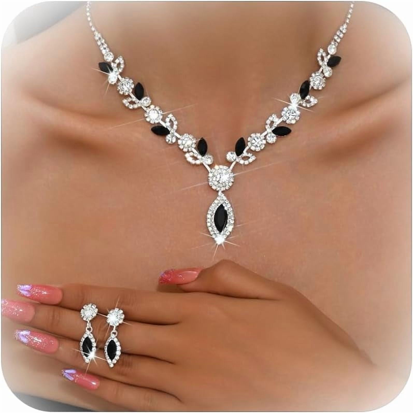 Silver Prom Best Jewelry Set for Women Silver Crystal Wedding Jewelry ...