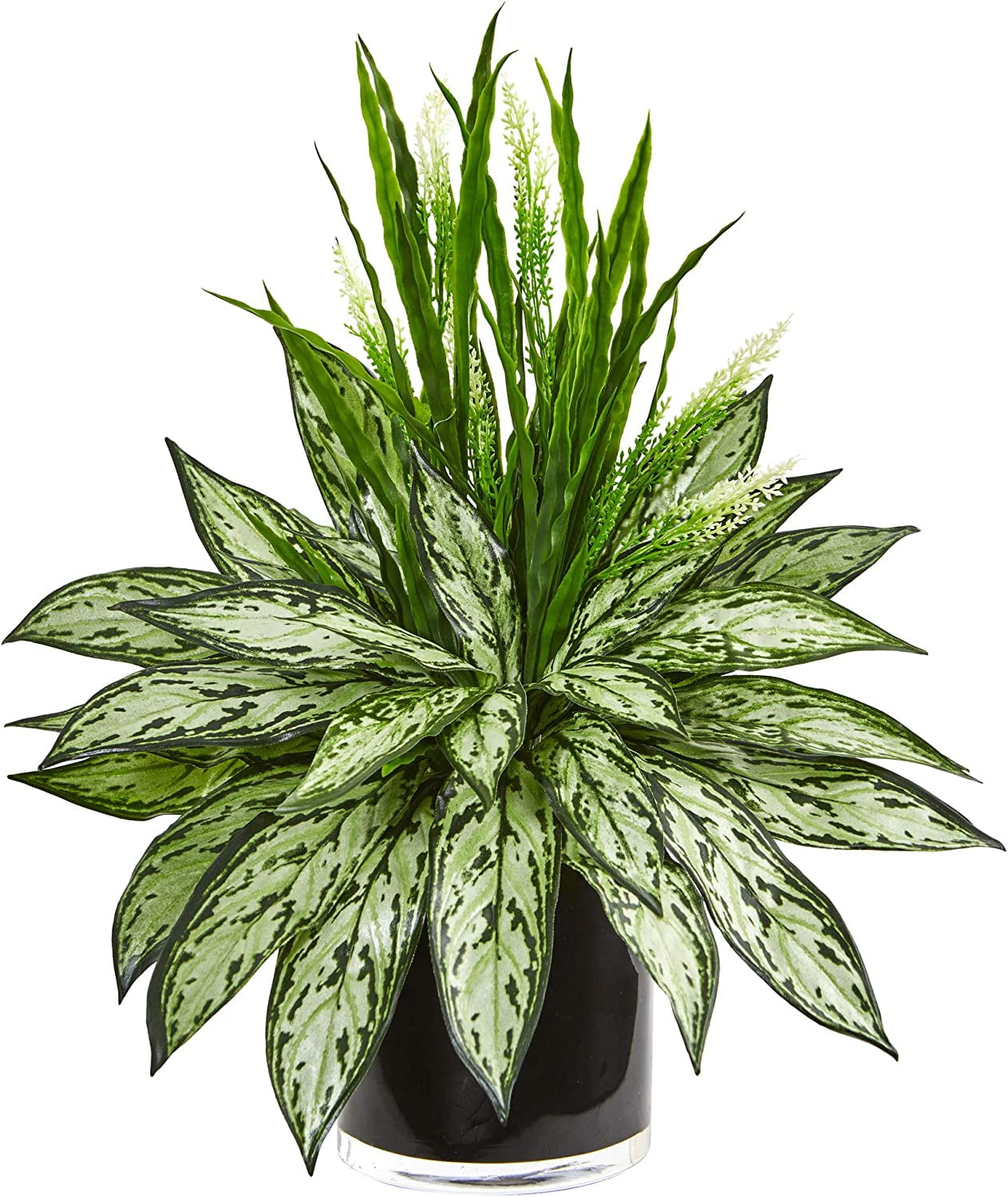Silver Queen Grass Artificial Plant in Black Vase - Walmart.com