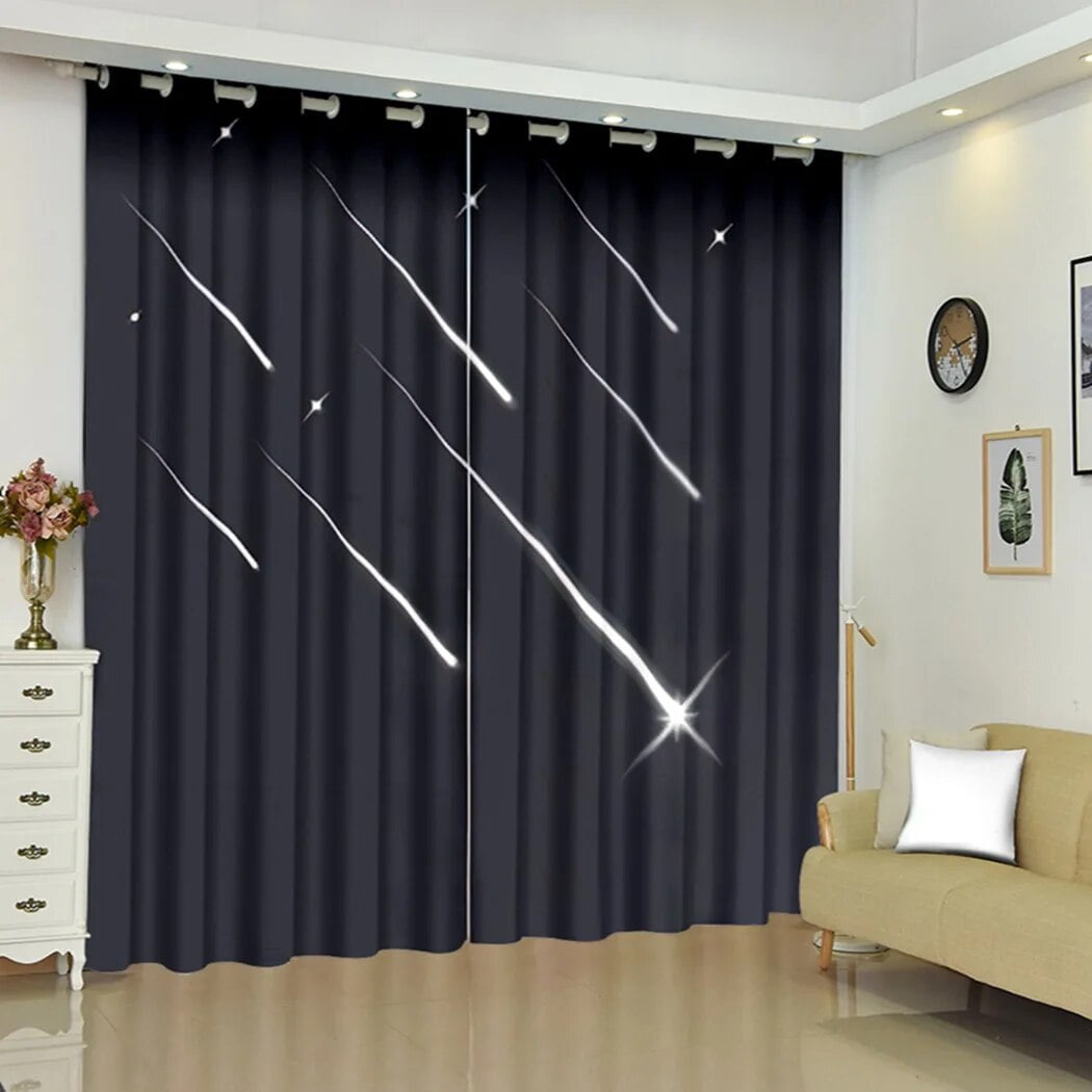 Silver Rain Of Shining Particles Curtain Shiny Stars Polyester Pongee ...