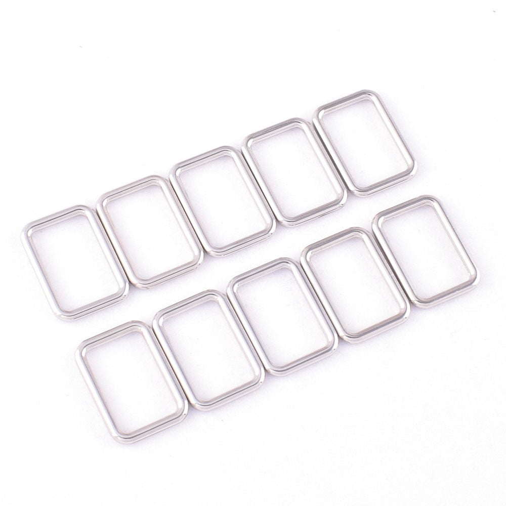 Silver Rectangle Rings Buckle Webbing Belt Buckle 1" Adjuster Square ...