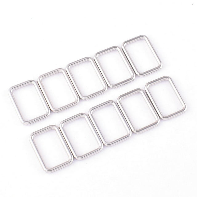 Silver Rectangle Rings Buckle Webbing Belt Buckle 1" Adjuster Square Connector Welded Charms for ...
