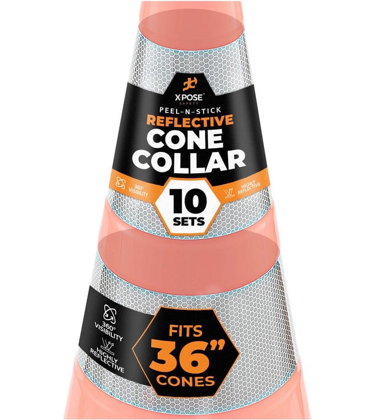 White + HIP Reflector Tape Cone Collar Set for Orange Traffic Cones ...