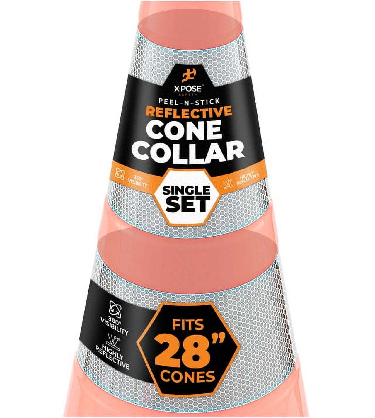 White + HIP Reflector Tape Cone Collar Set for Orange Traffic Cones - 4 ...