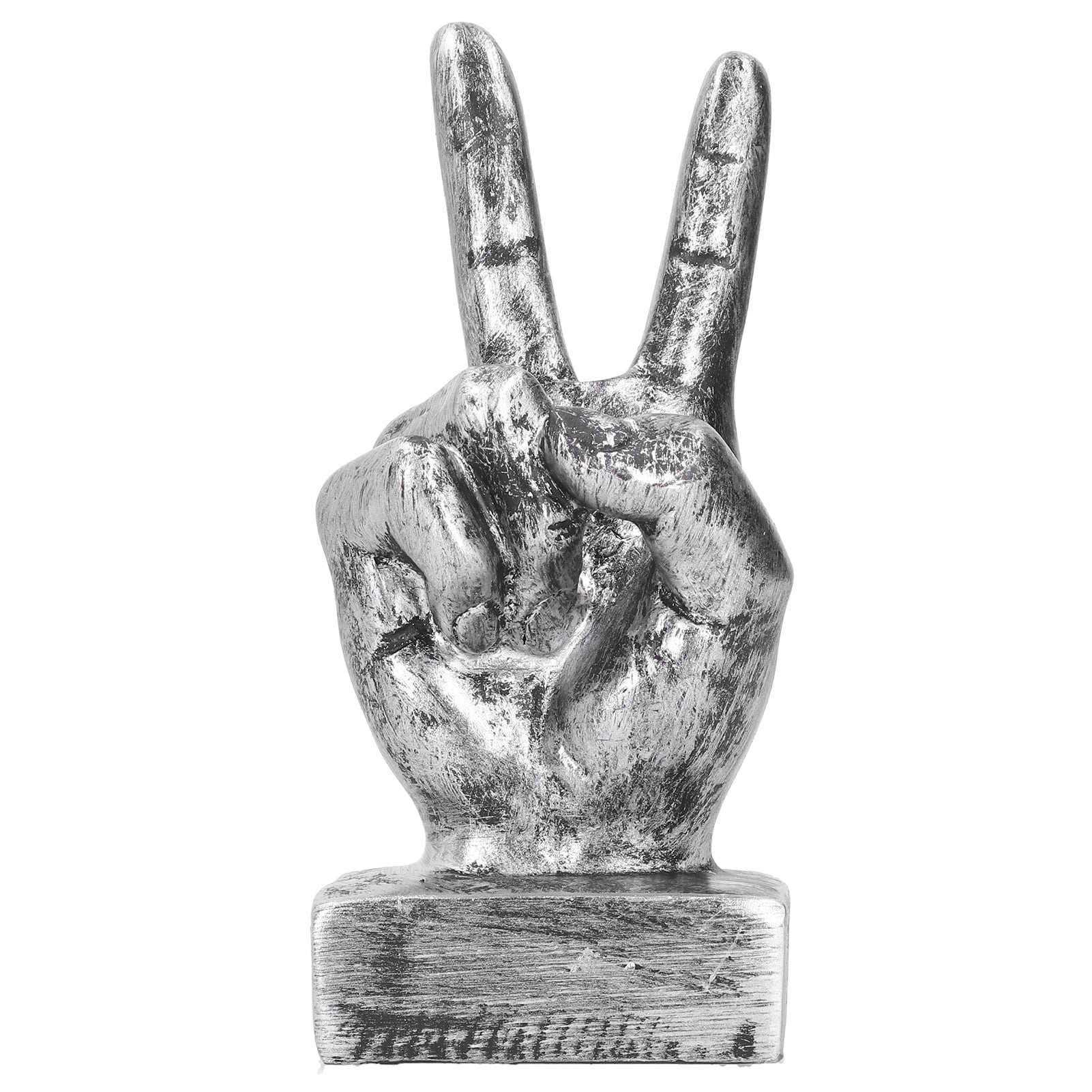 Silver Resin Finger Gesture Sculpture, Creative Statue Home Office ...