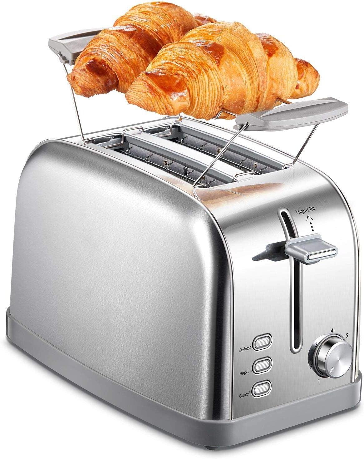 Silver Retro 2-Slice Stainless Steel Bagel Toaster – 2 Extra Wide Slots ...