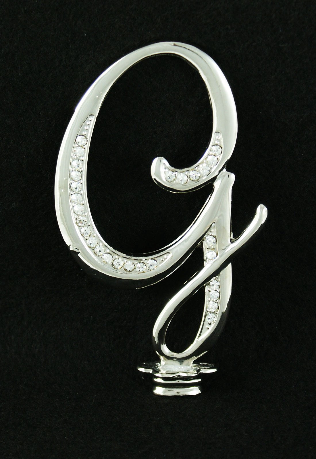 Silver Rhinestone Monogram Wedding Cake Topper Top Letter Initial"G ...