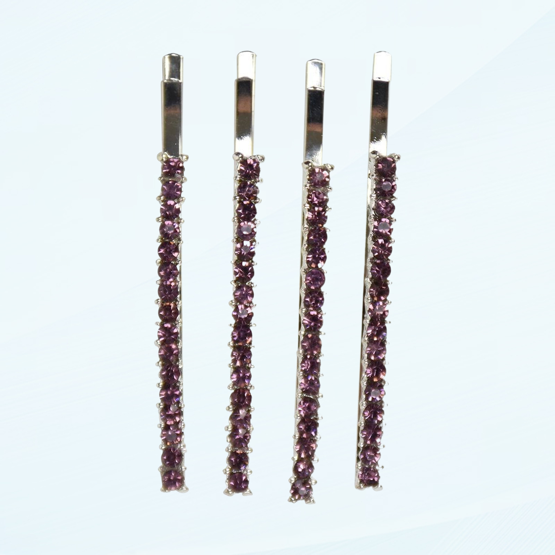 Silver Rhinestone Studded Hair Barette Bobby Pin Clip | 4 Count ...