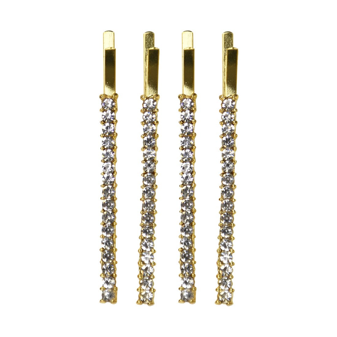 Silver Rhinestone Studded Hair Barette Bobby Pin Clip | 4 Count ...