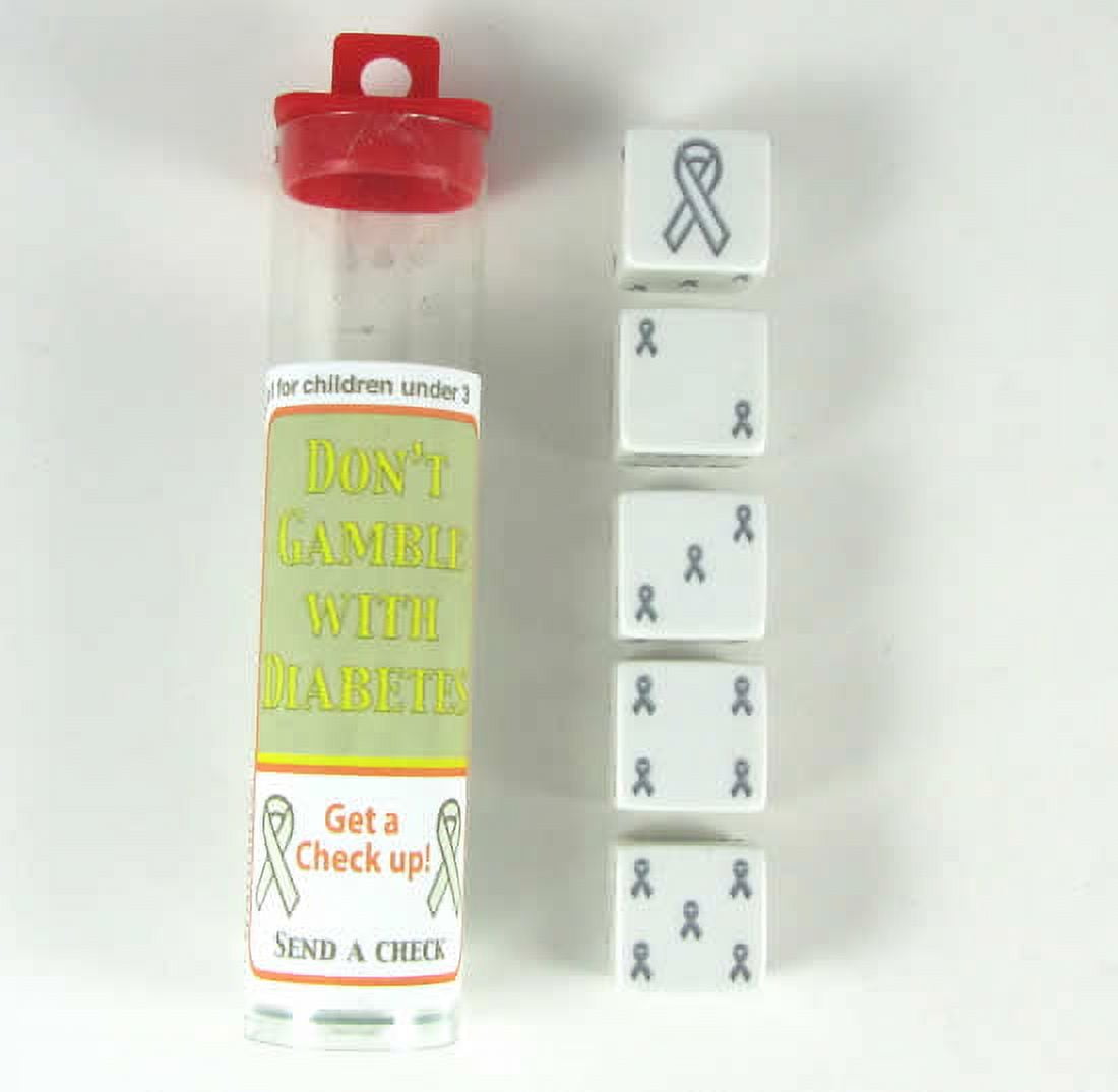 Silver Ribbon White Dice with Silver Ribbons D6 19mm (3/4in) Set of 5 ...