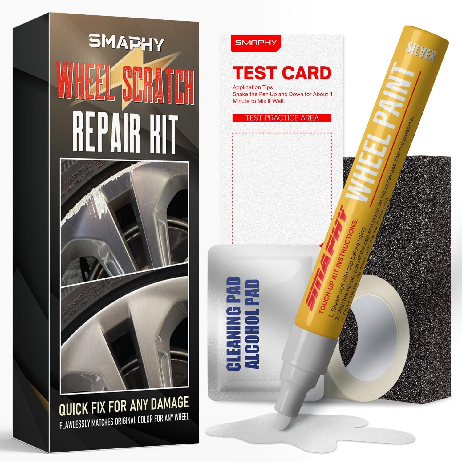 Silver Rim Touch Up Paint, Wheel Scratch Repair Kit, Repair Curb Rash ...