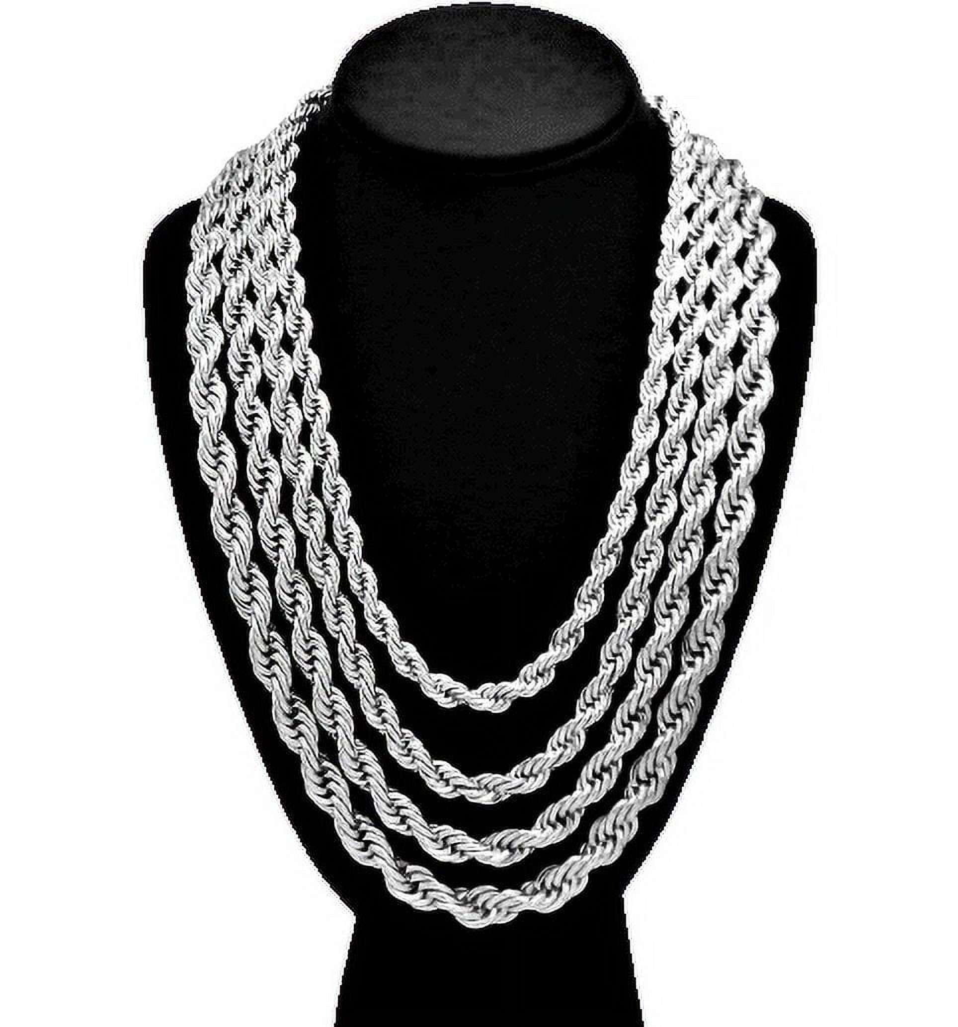 Silver Rope Chain Necklaces for Men Women and Stainless Steel - Walmart.com