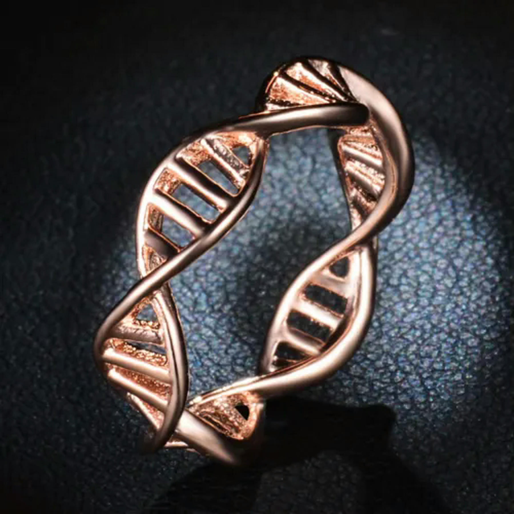 Silver/Rose Gold Plated DNA Double Helix Symbol Molecule Ring Spiral Hollow Band - Walmart.com